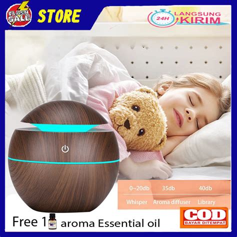 [flashsale] Humidifier Air Aromaterapi Diffuser Model Bulat Kecil Tekstur Kayu Ultrasonic Aroma
