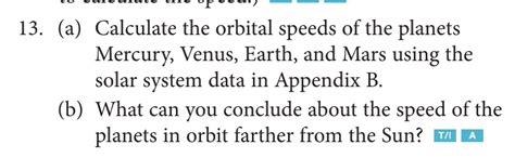Solved A Calculate The Orbital Speeds Of The Planets Chegg Com