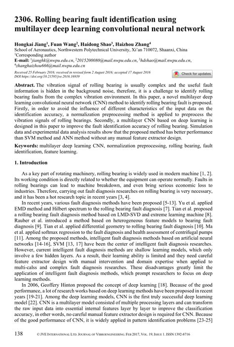 Pdf Rolling Bearing Fault Identification Using Multilayer Deep Learning Convolutional Neural