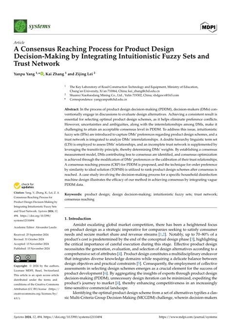 Pdf A Consensus Reaching Process For Product Design Decision Making By Integrating