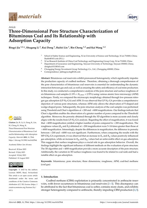 Pdf Three Dimensional Pore Structure Characterization Of Bituminous
