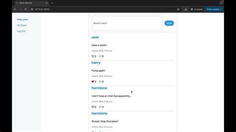 Cs50w Project 4 Network Youtube Cs50w Project 4 Network Youtube