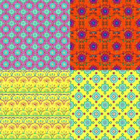 Boho Digital Papers Bright Boho Digital Scrapbook Etsy