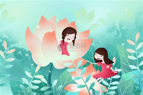 采花的小女孩 动图 动态图库网