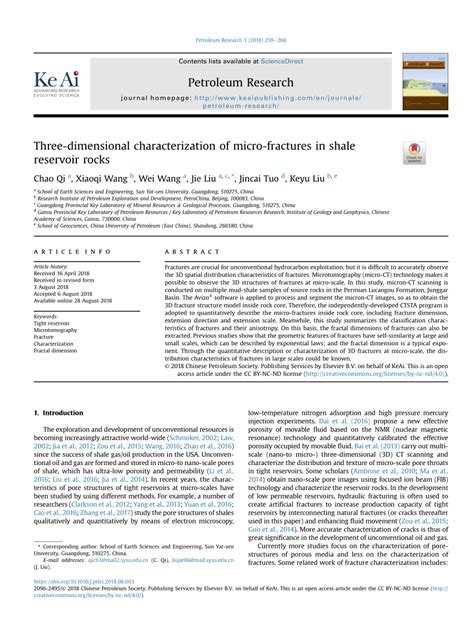Pdf Three Dimensional Characterization Of Micro Fractures In Shale Reservoir Rocks
