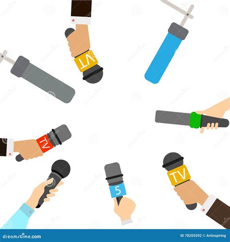 Journalists With Microphones Stock Vector Illustration Of Device
