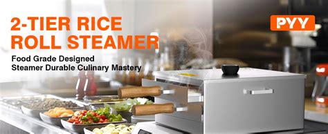 Pyy Rice Noodle Roll Steamer Machine 2 Layers 3 Trays