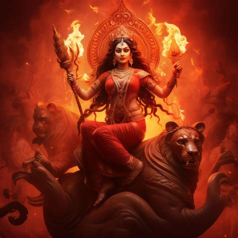 Premium Photo Unleashing The Fiery Power Hyperrealistic Bengali Devi