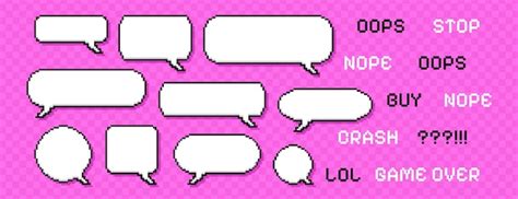 Free Vector Pixel Dialogue Boxes Speech Bubbles Empty Message Frames And Retro Game Pixelated
