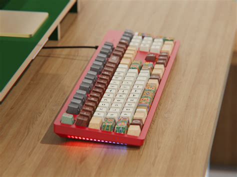 시이닷 화이트 단청 유선 Led 기계식 키보드 한국의 미 Frisbee