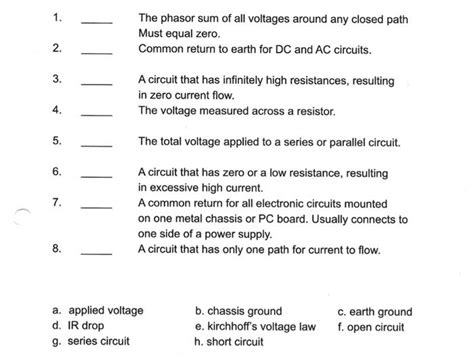Solved 1 The Phasor Sum Of All Voltages Around Any Closed