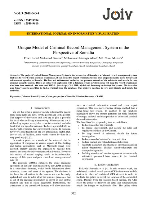 Pdf Unique Model Of Criminal Record Management System In ERModelExample Com
