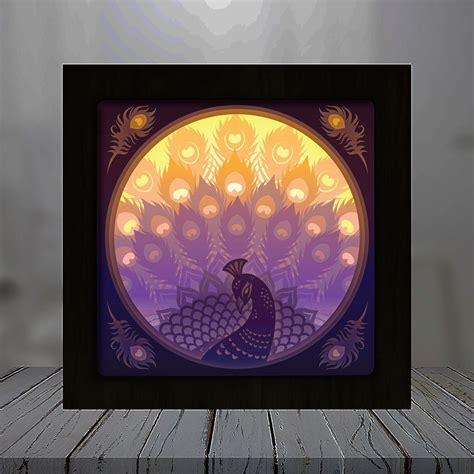 Peacock 1 Shadow Box Files Paper Cut Light Box Template Files Shadow