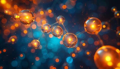 Abstract Molecular Structure With Glowing Spheres Premium Ai Generated Image
