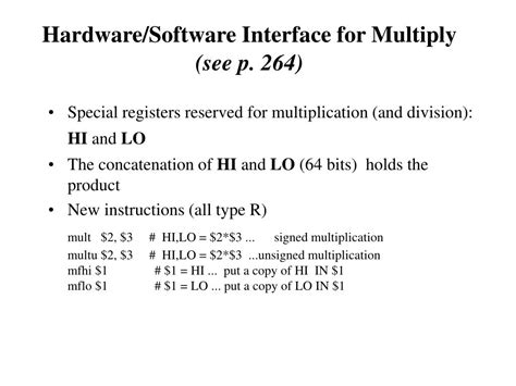 Ppt Mips Architecture Multiplydivide Functions And Floating Point