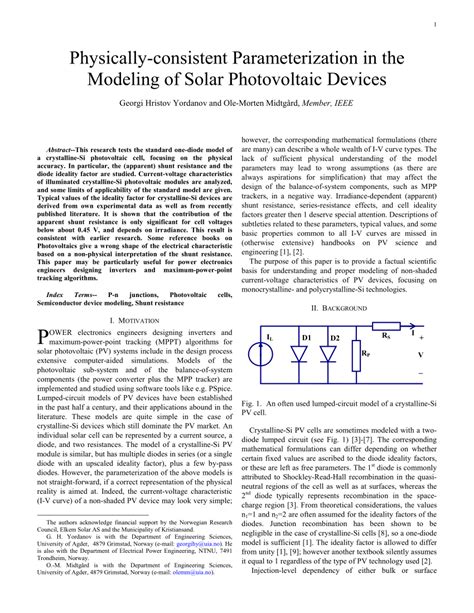 pdf physically consistent parameterization in the modeling of solar