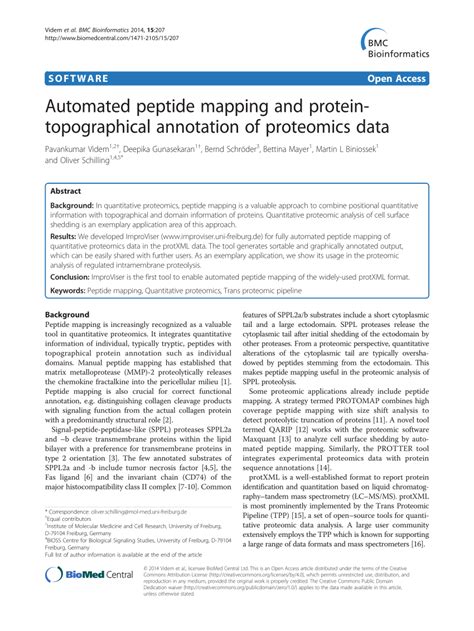 Pdf Automated Peptide Mapping And Protein Topographical Annotation Of Proteomics Data