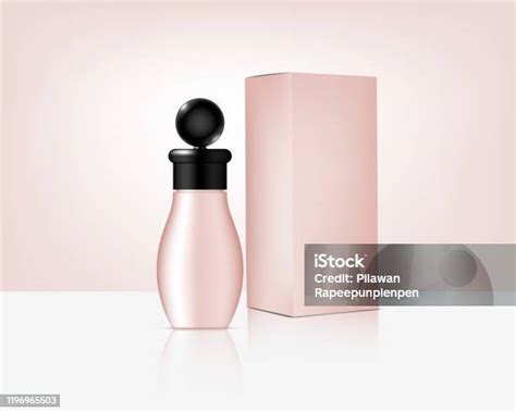 병 모의 현실적인 로즈 골드 화장품 및 스킨 케어 제품 배경 그림에 대 한 상자 건강 관리 및 의료 개념 디자인 개체 그룹에