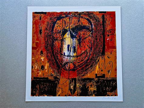 Rik Van Iersel Originele 1994 Kleuren Litho Red Head In Cobrastijl