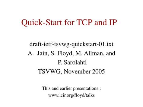 PPT Quick Start For TCP IP Enhancing Initial Window Setting PowerPoint Presentation ID