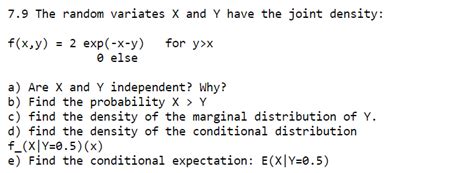 solved 7 9 the random variates x and y have the joint