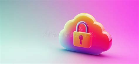 Cloud Security Symbol Featuring Colorful Cloud With Padlock Representing Data Protection And