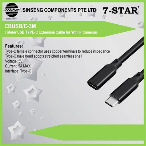 3m Usb Type C Extension Cable For Type C Wifi Ip Camera Cctv Vstarcam Ezviz Hikvision
