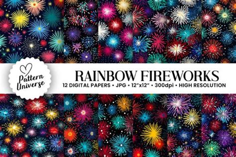 Colorful Fireworks Seamless Patterns Graphic By Pattern Universe Creative Fabrica