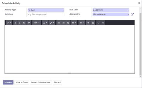 Schedule Activity Odoo 14 Community Edition Book