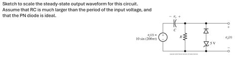 solved sketch to scale the steady state output waveform for