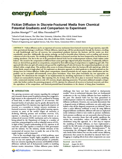 Pdf Fickian Diffusion In Discrete Fractured Media From Chemical