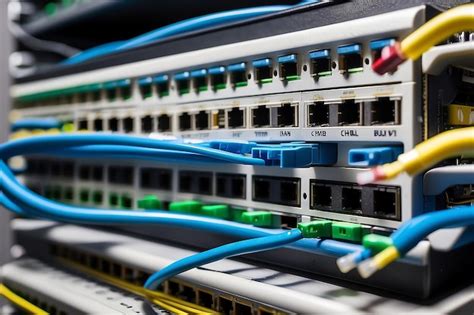 Premium Photo Selective Focus Ethernet Cables And Network Switching Hub