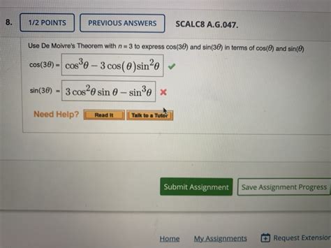 solved 8 1 2 points previous answers scalc8 a g 047 use de