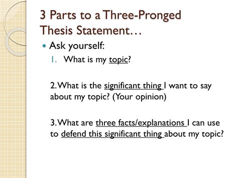 Ppt Three Pronged Thesis Statements Powerpoint Presentation Free