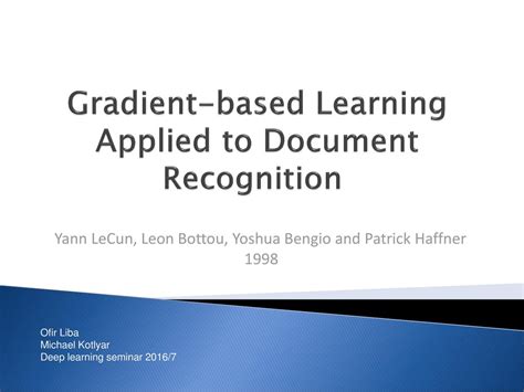 Gradient Based Learning Applied To Document Recognition Ppt Download