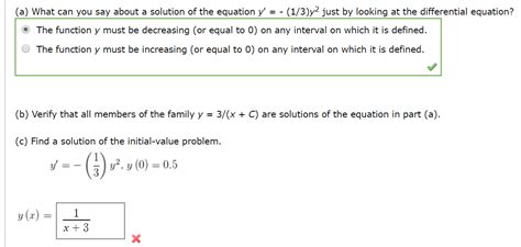 Solved A What Can You Say About A Solution Of The Equation