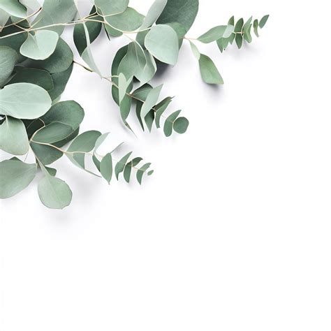 Premium AI Image | A green leafy branch of eucalyptus is on a white ...