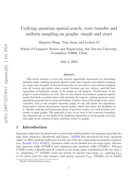 pdf unifying quantum spatial search state transfer and uniform