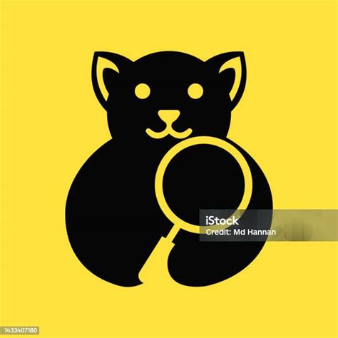 개 파인더 로고 부정적인 공간 개념 벡터 템플릿 돋보기 기호를 들고있는 개 가축에 대한 스톡 벡터 아트 및 기타 이미지 가축