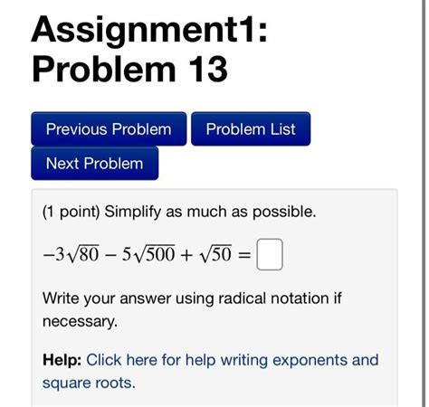 Solved Assignment1 Problem 11 Problem List Previous Problem