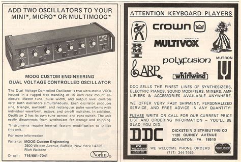 Retro Synth Ads Moog Music Inc Moog Custom Engineering Dual Voltage Controlled Oscillators Ad