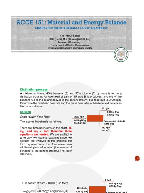 Acce 151 Chapter 2 Lecture 7 Pdf Distillation Equations