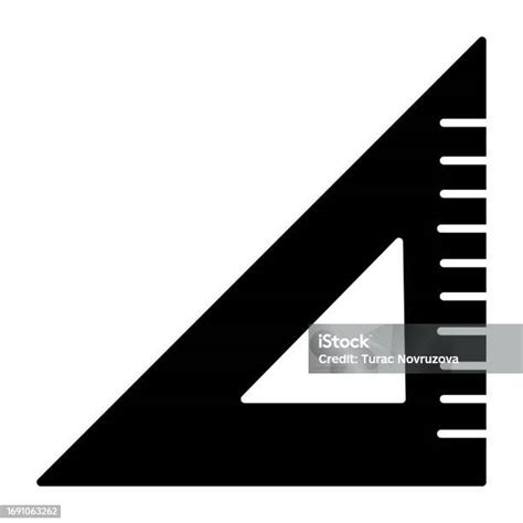 기하학적 삼각형 눈금자 단색 아이콘 편지지 개념 흰색 배경에 모서리 직선 벡터 기호 삼각형 눈금자 기호 스타일과 웹 벡터 그래픽