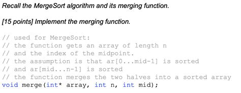 recall the merge sort algorithm and its merging