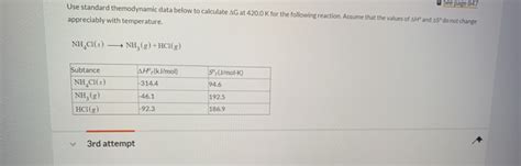 solved see page 847 use standard themodynamic data below to