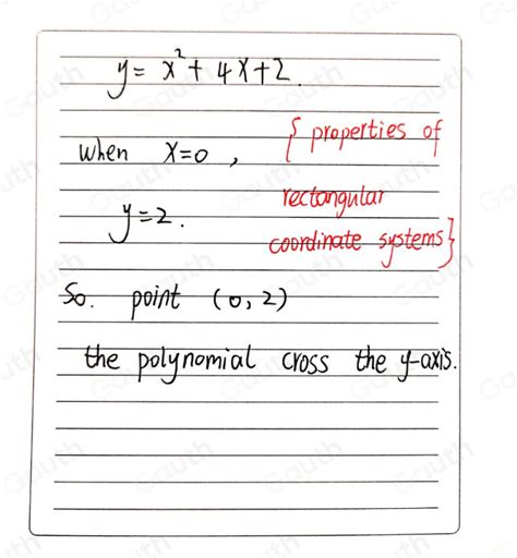 solved where does the polynomial y x 2 4x 4 cross the y axis [math]