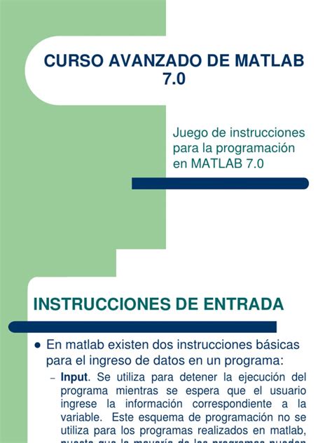 Curso Avanzado De Matlab 7 Pdf Programa De Computadora Programación