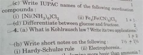 C Write Iupac Names Of The Following Coordination Compounds I [ni Nh