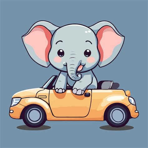 Premium Vector Cute Smiling Elephant In A Car