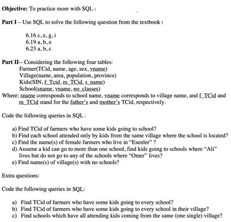 Solved Objective To Practice More With Sql Part I ﻿use